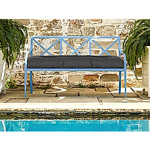 Lokex Bench Cushion Tufted Thickening Chair Cushion Home Seat Mat Floor Cushion Bench Cushion for Garden Bench Swing Chair Patio Indoor/Outdoor Soft Seat Pad, [Cationic] Lake Blue, 48"x16"x4"