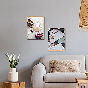 12x16 Picture Frame Set of 2, Plastic Wall Hanging Photo Frame, Wall Gallery Photo Frames, Plastic Imitation Fine Wood Grain, Large Size Poster Frame