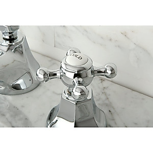 Kingston Brass KS4469BX Metropolitan Widespread Lavatory Faucet with Metal Cross Handle, Brushed Nickel and Polished Brass