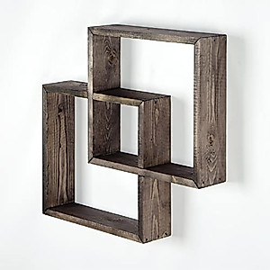 Square Wall Shelves, Handmade Wall Mounted Storage Home Wall Decor Book Farmhouse Shelf Entry Organizer for Living Room, Bathroom, Kitchen, Office and Laundry Room (Wenge)