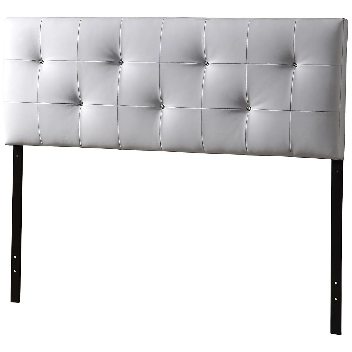 Baxton Studio Dalini Modern and Contemporary Queen White Faux Leather Headboard with Faux Crystal Buttons
