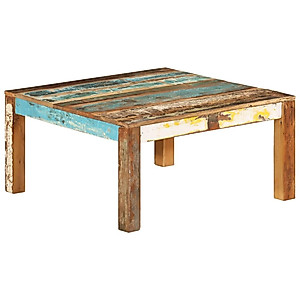 QJBSAVVA Coffee Table 31.5"x31.5"x15.7" Solid Reclaimed Wood,Wood Center Table Low Table TV Stand Sofa Table Suitable for Meeting Rooms, Reception Rooms, Offices