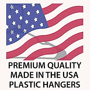 60 Pack White Plastic Hangers Made in USA with Bar Hooks, for All Clothing Types, Closet Organizer, 60 Pk Lightweight Standard Tubular Hanger Notch Less for Organizing