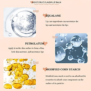 4Pcs Fruit Lip Balm Set,Moisturizing Lip Care Lip Balm,Long Lasting Nutritious Lip Balm Lipsticks Moisturizer,Natural Organic Lip Balm Fruit-Flavored Color,Citrus,Peach,Strawberry,Cantaloupe Lip Balm…