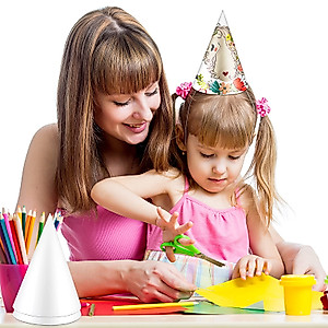 60 Pieces White Party Cone Hats Party Paper Cone Hats White Party Paper Hats for Adults DIY Art Craft Birthday Party Supplies, 6.5 x 4.1 Inch