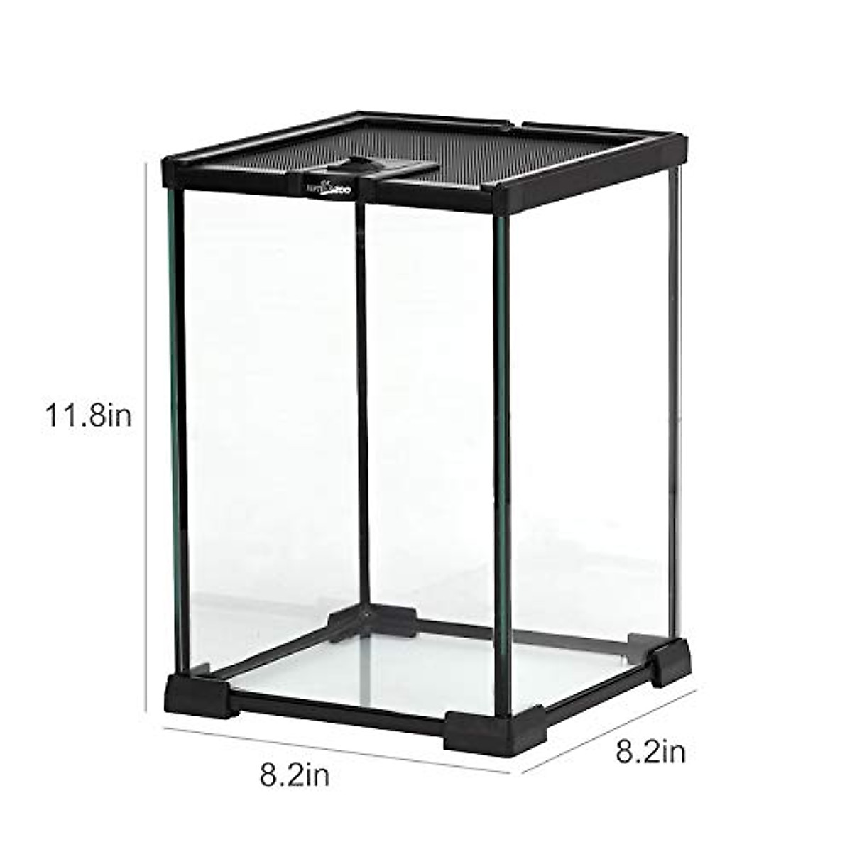REPTIZOO Mini Reptile Glass Terrarium Tank 8" x 8" x 12" Full View Visually Appealing Top Feeding & Venlitation Small Reptile Glass Habitat