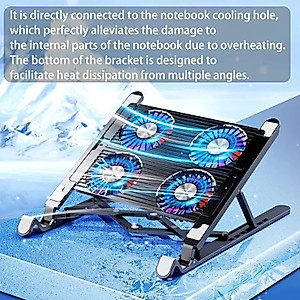 VIELANTRU Laptop Cooling Pad, Laptop Cooler with 4 Quiet Fans with RGB LEDs for Under 17 Inch Notebook Laptop Fan Cooling Pad with Adjustable Height and Type-C Port (Black)