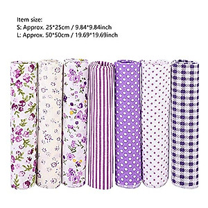 7pcs Different Pattern Patchwork Fabric 100% Cotton Batiks Sewing Scrapbooking Quilting Artcraft for Sewing Craft Cloth DIY Wallet Cushion Cover(5050cm)
