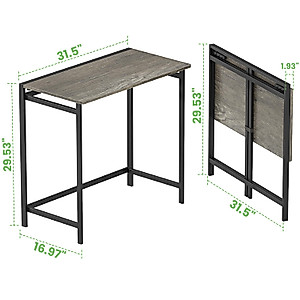 Elephance Folding Desk No Assembly Required 31.5" Small Foldable Computer Desk for Small Spaces, Space Saving Study Writing Office Desk Foldable Table for Home Office Black Oak