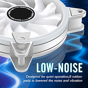EZDIY-FAB White Moonlight 120mm RGB PWM Case Fan with RGB PWM Fan Hub,5V Motherboard Sync,ARGB Computer Fan,Multiple Light Modes-5 Pack