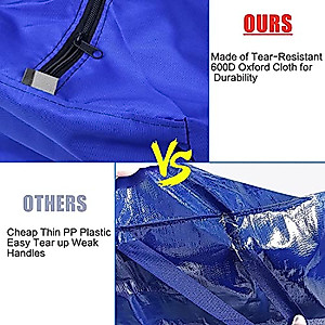 Evealyn Moving Bags Heavy Duty Extra Large 120L, Waterproof Luggage Storage Bags with Totes ,College Storage Bags Packing bags for Moving with Zippers for Clothes,Space Saving College Carrying Bag 2 Pack (Blue)
