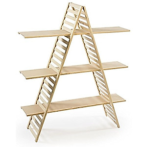 Displays2go Wood A-Frame Shelf, 3 Tiers, Adjustable Shelves, 48" W x 57" H x 14.5" D, Pine (PAN2F3SAUP)