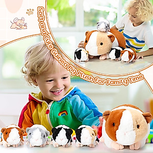 Jenaai 5 Pcs Christmas Plush Guinea Pig Stuffed Animals 16 Inch Mama Guinea Pig with 4 Cute Plushie Babies Soft Guinea Pig Plush Pillow Gift for Boys Girls Birthday Christmas