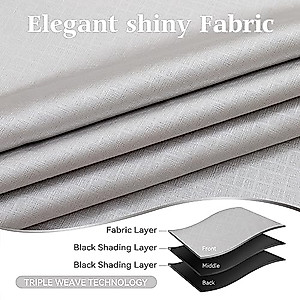 Silver 100% Blackout Curtains for Bedroom, 3 Thick Layers Thermal Insulated Black Out Window Curtains, Full Room Darkening Noise Reducing Grommet Curtains with Black Liner (52 x 63 Inch, 2 Panels)