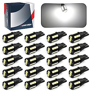 VEHICODE 921 LED Bulb RV Interior White 912 922 906 194 T10 Wedge Base Dome Light 12V Replacement for Camper Trailer Cargo Marine T15 Car Reverse T5 Landscape Outdoor Lamp (20 Pack)