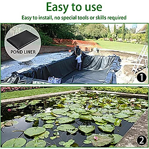 CiCixixi Pond Liner 10x 13.1ft LDPE Pond Skins for Fish Ponds Stream Fountain Water Garden, Black Waterfall Backyard Koi Pond Liner, Easy Cutting Underlayment Pond Liners (10x13.1FT)
