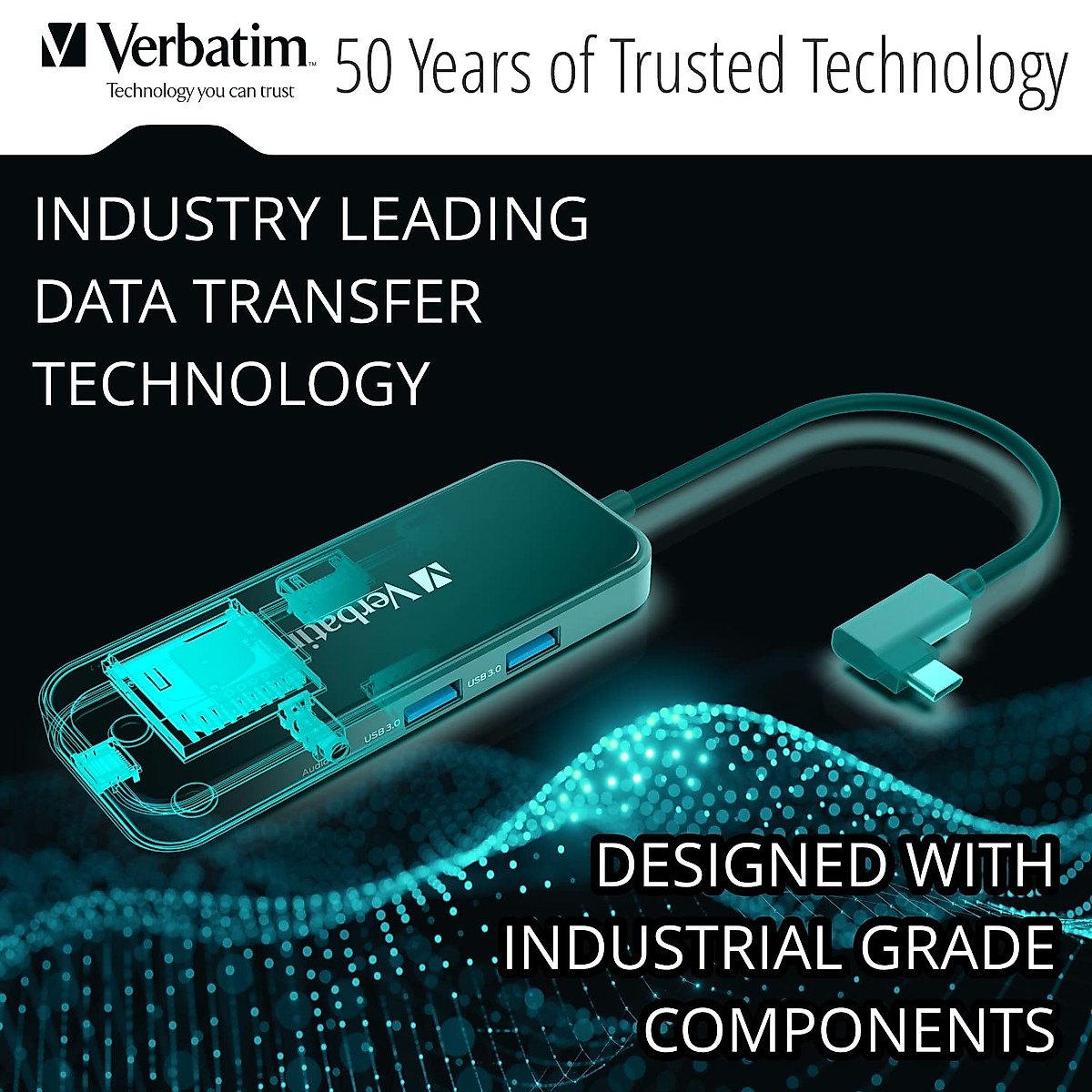 Verbatim 8-in-1 USB C Hub w/Dongle - USB Hub for Laptop w/ 100W PD, 2 USB 3.0 Ports, 2 USB C Ports, SD Card Readers, HDMI, 3.5mm Audio Port, Compact USB-C Hub