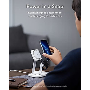 ESR for MagSafe Charger Stand (HaloLock), 3-in-1 for MagSafe Charging Station with CryoBoost, Magnetic Wireless Charger for iPhone 14/13/12 Series, AirPods Pro/3/2, Phone-Cooling Fast Charging