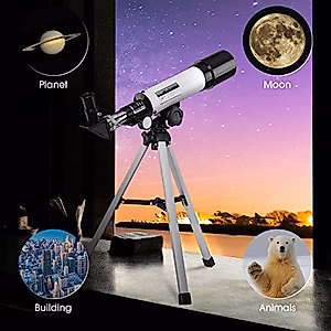 AW 50mm Aperture 360mm Astronomy Refractor Telescope Refractive Tripod with Phone Adapter Carry Bag Remote Constellation Map for Kid Aldult Gift