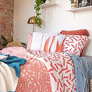 Refinery29 | Stevie Collection | 100% Cotton Luxury Decorative Textured Throw Pillows, Ultra Soft with Stylish Modern Woven Tufted Design for Home Décor, 1 Count (Pack of 1), Coral