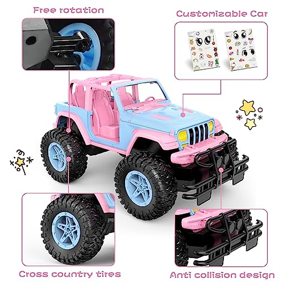 NQD Remote Control Car for Kids 1:16 Scale 80 Min Play 2.4Ghz Off Road RC Trucks with Storage Case Toy Car Gift for Girls 3 4 5 6 Year Old
