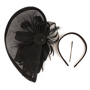 Cizoe Fascinators for Women Tea Party Hats Kentucky Derby Feather Fascinator Headbands Wedding with Hair Clip(A-Black)