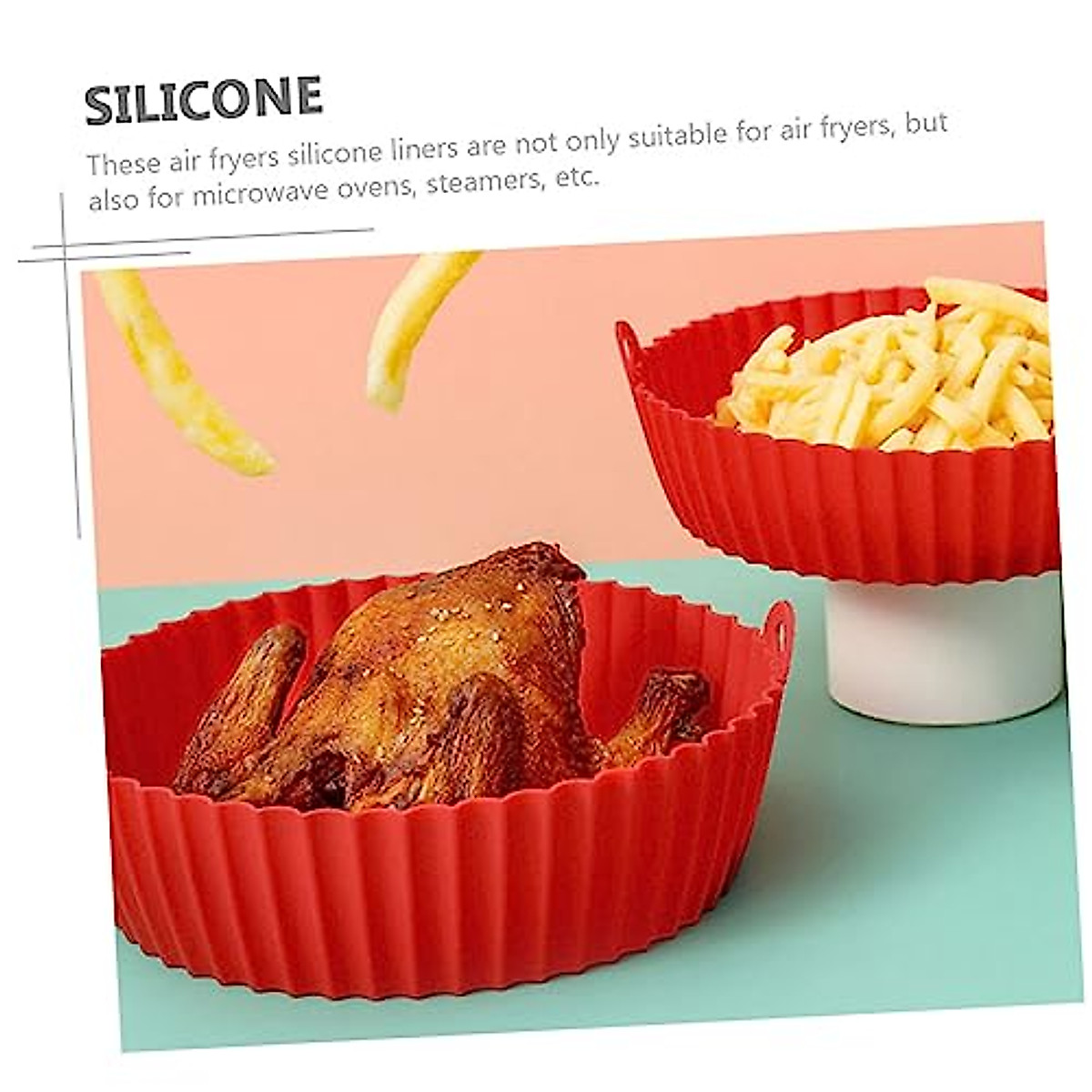 YARNOW 2pcs Air Fryer Pan Parchment Paper Air Fryer Silicone Oven Liner Oven Roasting Pan Air Fryer Baking Tray Air Fryer Accessories Air Fryer Silicone Liner Air Fryer Liner Pad Bread