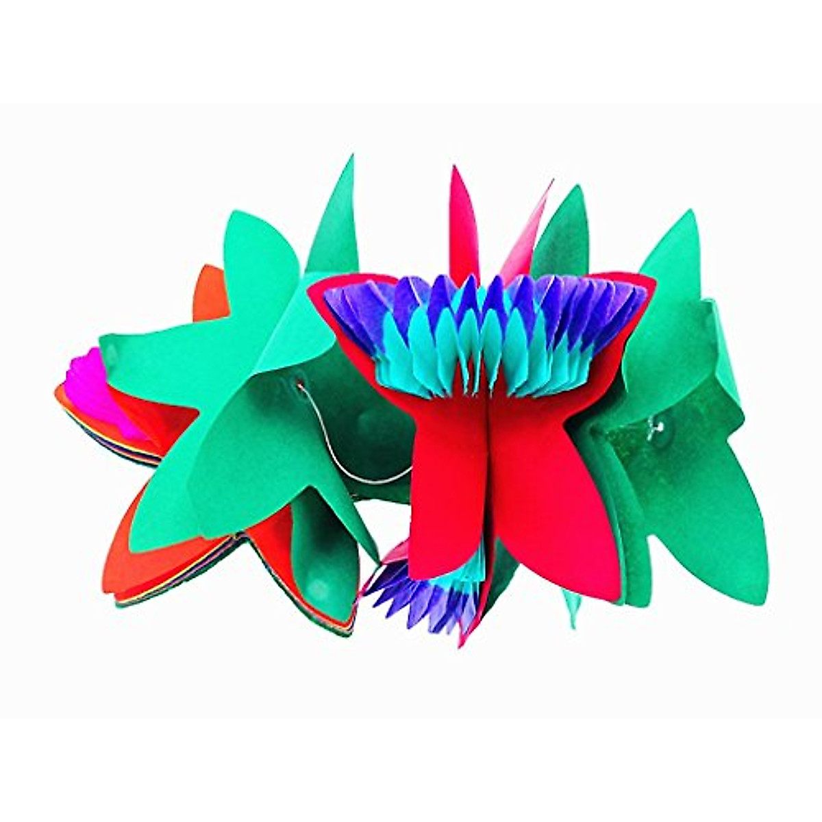 Kinteshun Tissue Flower Garland,Hawaiian Tropical Paper Banner Garland for Luau Beach Theme Party Decoration (2 Packs,Type 2)