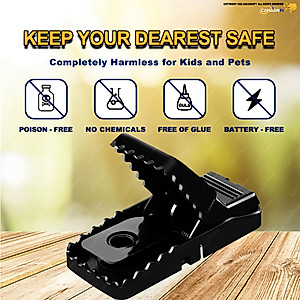 CANAANIN 𝐋𝐚𝐫𝐠𝐞 𝐑𝐚𝐭 𝐓𝐫𝐚𝐩𝐬 𝐌𝐨𝐮𝐬𝐞 𝐓𝐫𝐚𝐩𝐬 Indoor Outdoor 𝐒𝐧𝐚𝐩 𝐓𝐫𝐚𝐩 for Gophers 𝐂𝐡𝐢𝐩𝐦𝐮𝐧𝐤 𝐓𝐫𝐚𝐩 That Work Quick Effective Safe for Rodents Mouse Chipmunk 6 Pack