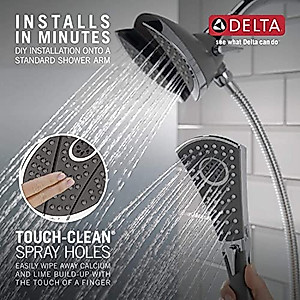 Delta Faucet 4-Spray In2ition Dual Shower Head with Handheld Spray, Chrome Shower Head with Hose, Handheld Shower Heads, Showerheads & Handheld Showers, Detachable Shower Head, Chrome 58467