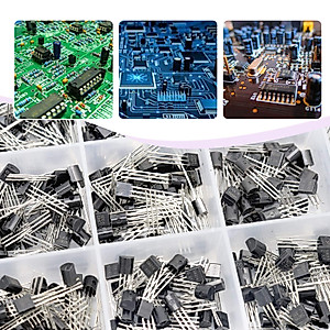 LARSEBEI 600-Piece 15 Values Transistors Assortment Kit Box Including 2N2222-S9018 NPN PNP Power General Purpose Transistors