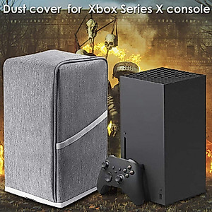 Dust Cover for Xbox Series X, Console Customized Anti Scratch Waterproof Cover Nylon Sleeve Premium Ultra Fine Soft Velvet Lining Case Cover Dust Guard with Back Cable Port Grey