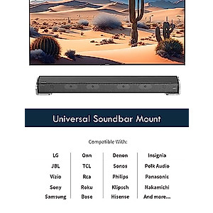 AFOOYO Universal Soundbar Acrylic Mount Shelf Sound Bar Mounts Speaker Wall Mount Compatible with Samsung,Sony,LG,Vizio,Bose,Polk,Sonos,Onn,Roku,TCL, JBL More - Under TV, up to 33 LBS（Transparent）