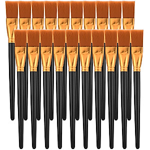 20 Pieces Paint Brushes for Acrylic Painting, Nylon Paint Brushes 1 Inch Wide Flat Paint Brushes Set for Artists Professional Amateurs Gouache & Acrylics Watercolors Gouache Inks Oil Black