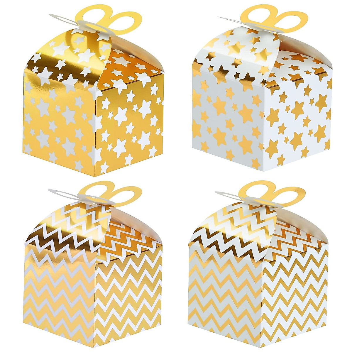 Paper Gift Boxes for Party Favors, Gold Foil (3.7 x 3.2 Inches, 36-Pack)