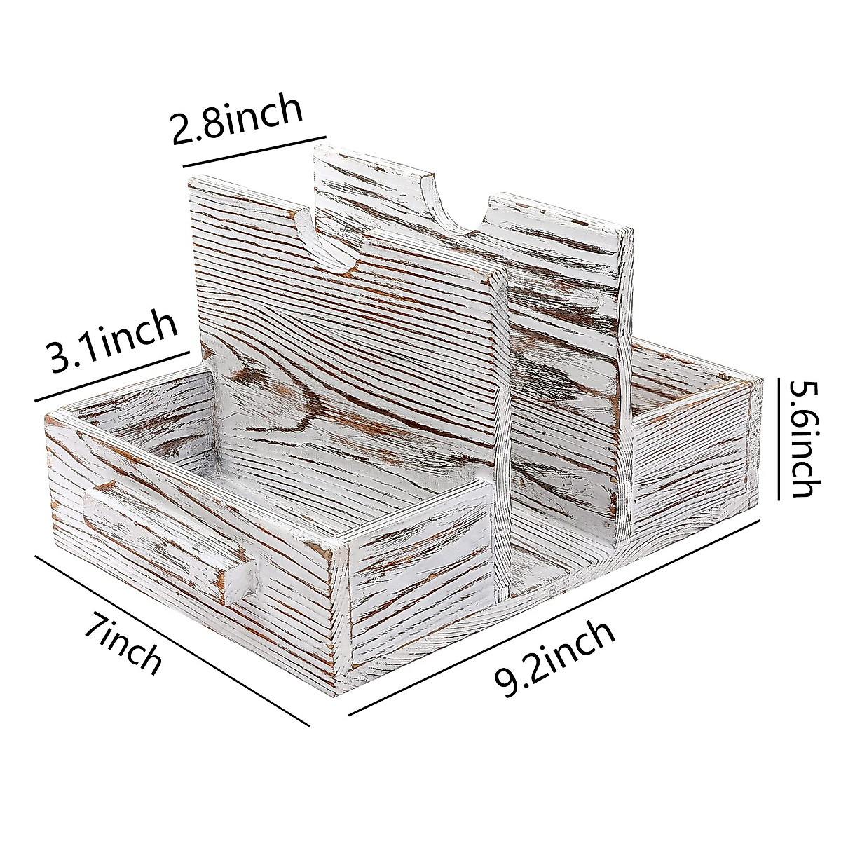 Napkin Holder, Tissue Holder, Napkin Holder For Table,Can Hold Seasoning Bottles, Rustic Style, Suitable For Kitchens, Dining Tables, Parties, Weddings, White