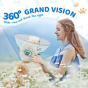 Supet Dog Cone for Dogs After Surgery, Soft Dog Cones for Large Medium Dogs, Comfortable Dog Cone Collar to Stop Licking (Word, XXL (Neck:16.0-20.0"))