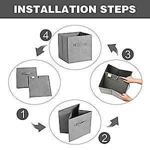 C&AHOME Cube Storage Bins 6-Pack Foldable Fabric Storage Cubes Baskets Containers Drawers with Dual Handles, Toys Closet Storage Box for Organizing Shelf, 10.5" L x 10.5" W x 11" H, Light Grey