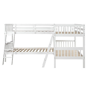 Merax L-Shaped Bunk Bed with Ladder,Twin Size