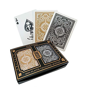KEM Arrow Black and Gold, Poker Size- Standard Index Playing Cards (Pack of 2) - 1017399