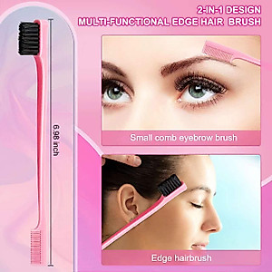 Anmieciu Hair Comb Set, 4Pcs Bristle Hair Edge Brush, Teasing Brush Comb, Rat Tail Comb and Wide Tooth Comb for Women Girls Men Combing, Smoothing and Styling Hair (Pink)