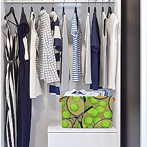 Fabric Storage Bins Tennis Rackets Balls Small Shelf Basket With Handles Decorative Cubes Box Organizer Containers for Shelves Home Office Decor