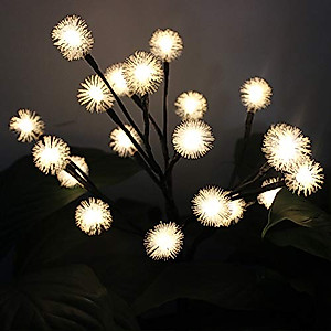 EpicGadget Solar Snowball Dandelion Light, Warm White Stainless Steel Solar Path Lights for Outdoor Landscape Lighting, Patio, Yard, Walkway, Driveway, Garden (Warm White) (2 Pieces)