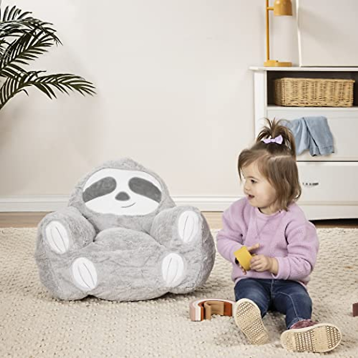 Cuddo Buddies Sloth Toddler Chair Plush Character Kids Chair Comfy Pillow Chair for Boys and Girls, 19 in x 20 in x 16 in