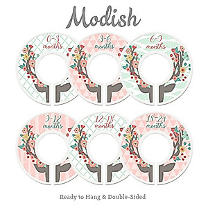 Modish Labels Baby Clothes Size Dividers, Baby Closet Organizers, Size Dividers, Baby Closet Organizers, Closet Dividers, Clothes Organizer, Girl, Woodland, Deer, Boho, Flowers, Pink, Mint (Baby)