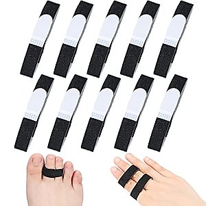 10 Pack Buddy Tape Finger Straps No Slip Hook and Loop Finger Splints Washable and Reusable Finger Tape Padded Support Finger Wrap for Broken, Sprained, Fractured Fingers