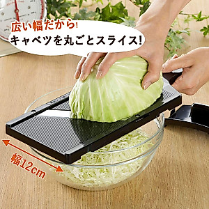 Shimomura Kihan 35950 Slicer, Julienne Vegetables, Cabbage, Made in Japan, Wide, Whole Slice, 0.04 inch (1 mm) Wide, Tonkatsuya-san Tsubamesanjo