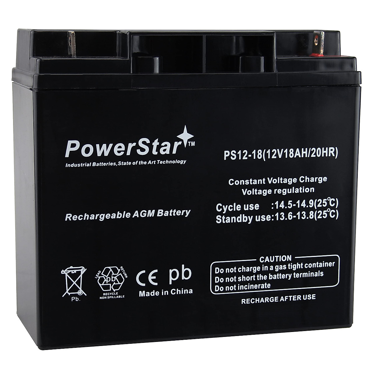 POWERSTAR 12V 18AH PS12-18 Replacement for UPG UBCD5745 Factory Activated AGM/SLA Battery