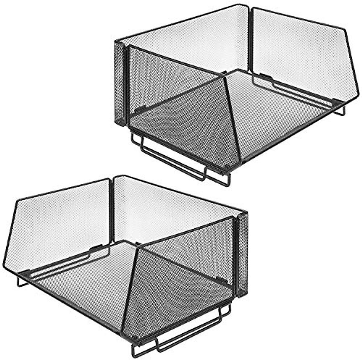 MyGift Deluxe Stackable Metal Wire Mesh Fruit & Produce Basket Rack, Kitchen Stacking Storage Bin, Set of 2