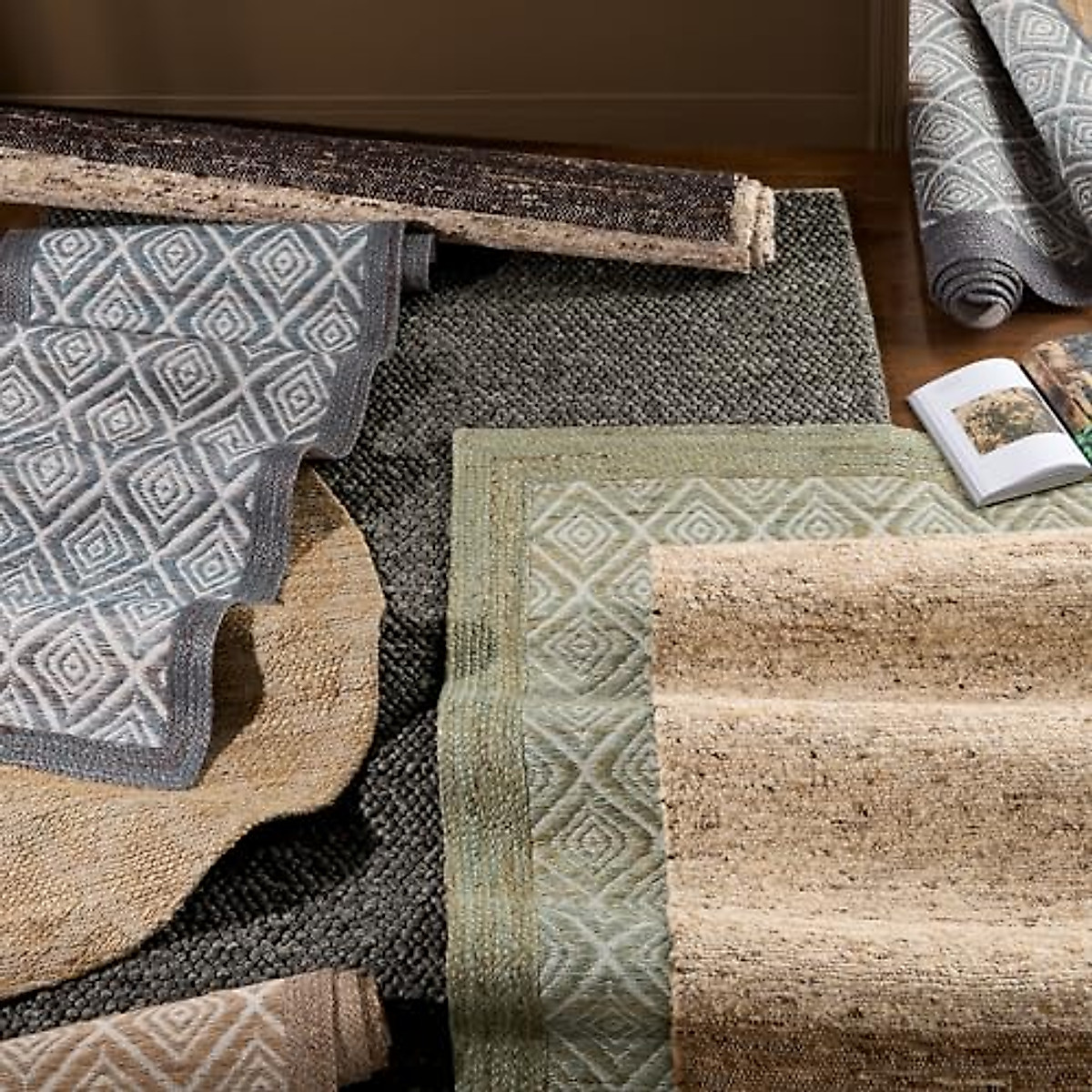 TOWN & COUNTRY TERRA Nalani Textured Diamond Hand-Knotted Flatwoven 100% Natural Jute Area Rug, Brown, 3'x5'